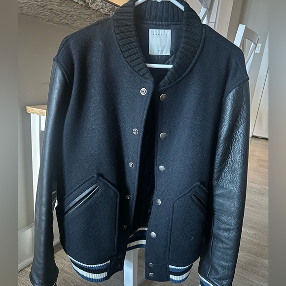 Sandro Paris | Jackets & Coats | Sandro Paris Black Varsity Jacket ...